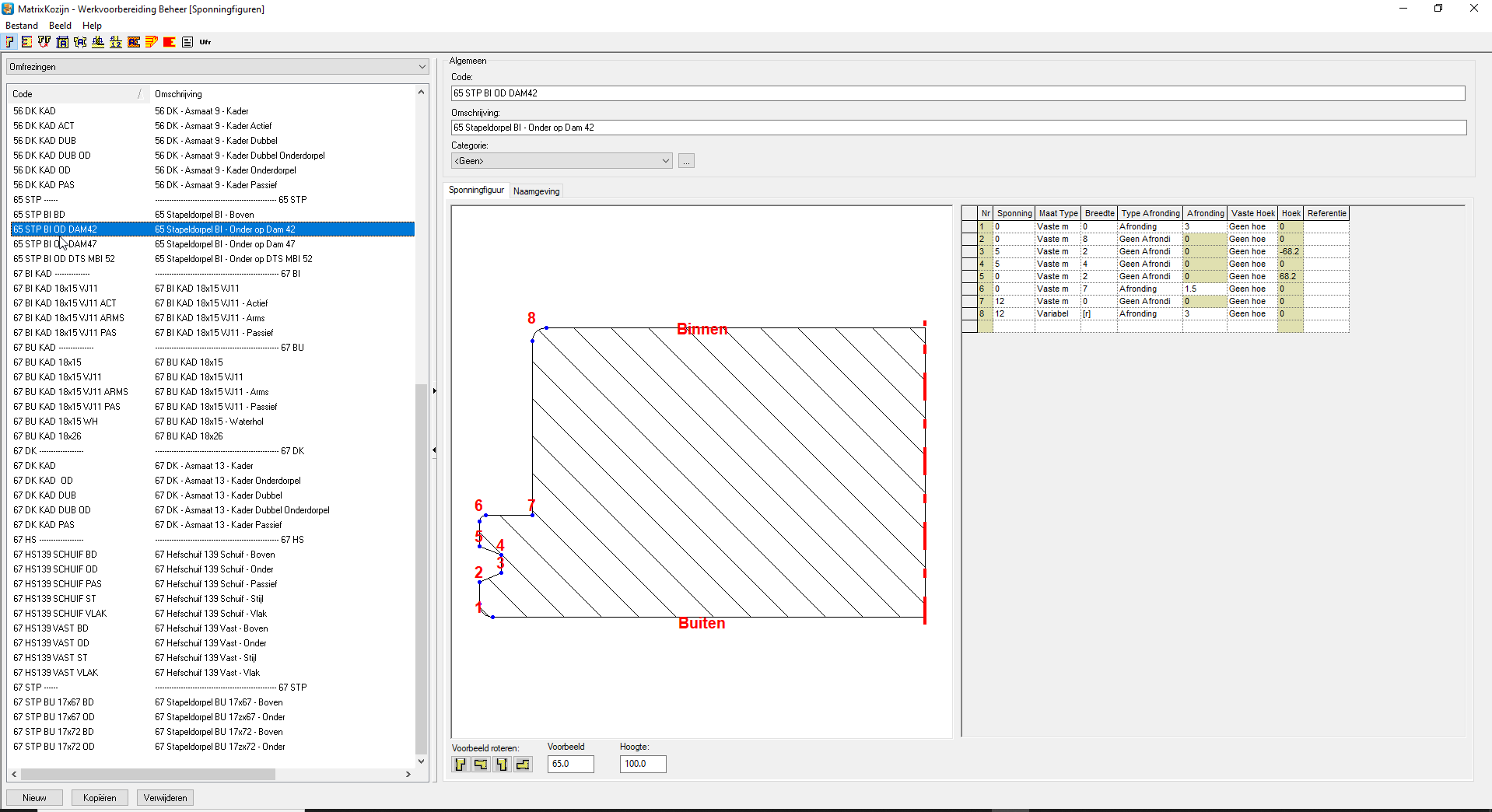 Vaste stapeldorpels in een kozijn invoeren | Matrix Knowledge Base